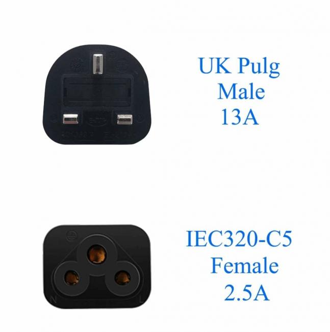 Short Power Lead Cloverleaf / Mickey Mouse for laptop charger - Techno ...